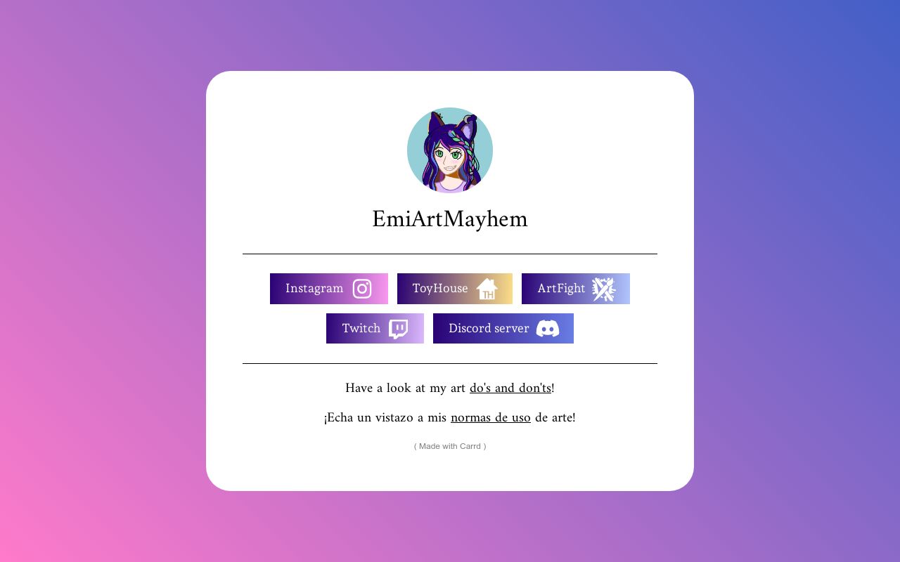 EmiArtMayhem's carrd